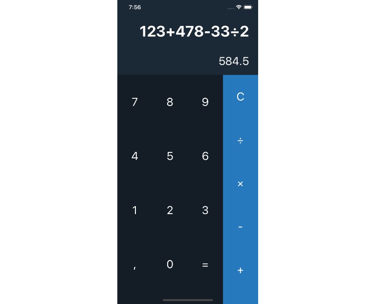 Calculator Built with react native Calculator Built with react native
