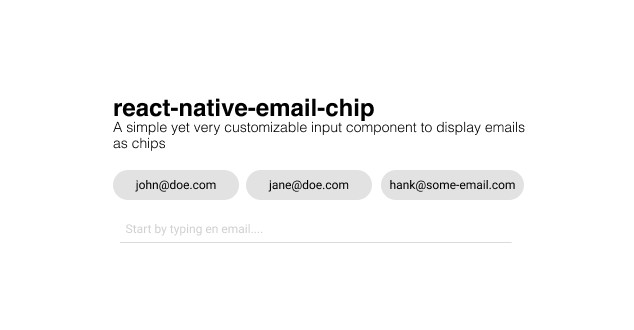 A Simple Customizable Component To Display A Chip List Of Emails For React Native