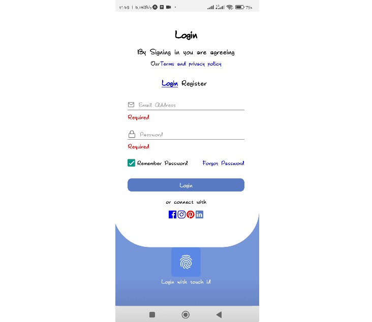 Simple login template for React Native Simple login template for React Native